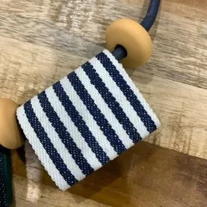 Jewelry | Geometric Statement Necklace Blue White Striped Fabric Wood ...